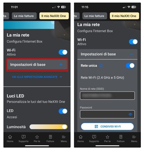 MyFastweb - NeXXt One Configurazioni
